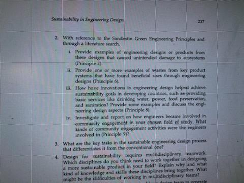 Solved Sustainability in Engineering Design 237 2. With | Chegg.com