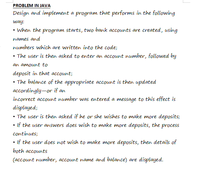 Solved PROBLEM IN JAVA Design and implement a program that | Chegg.com