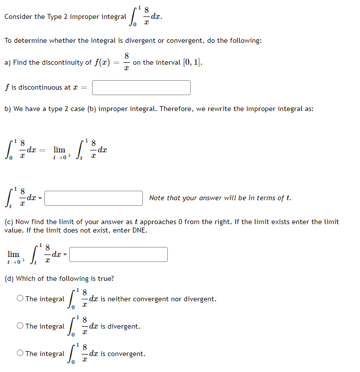 Solved Consider the Type 2 improper integral Setembro - dr. | Chegg.com