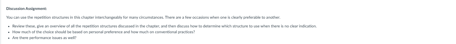 Solved Discussion Assignment: You can use the repetition | Chegg.com
