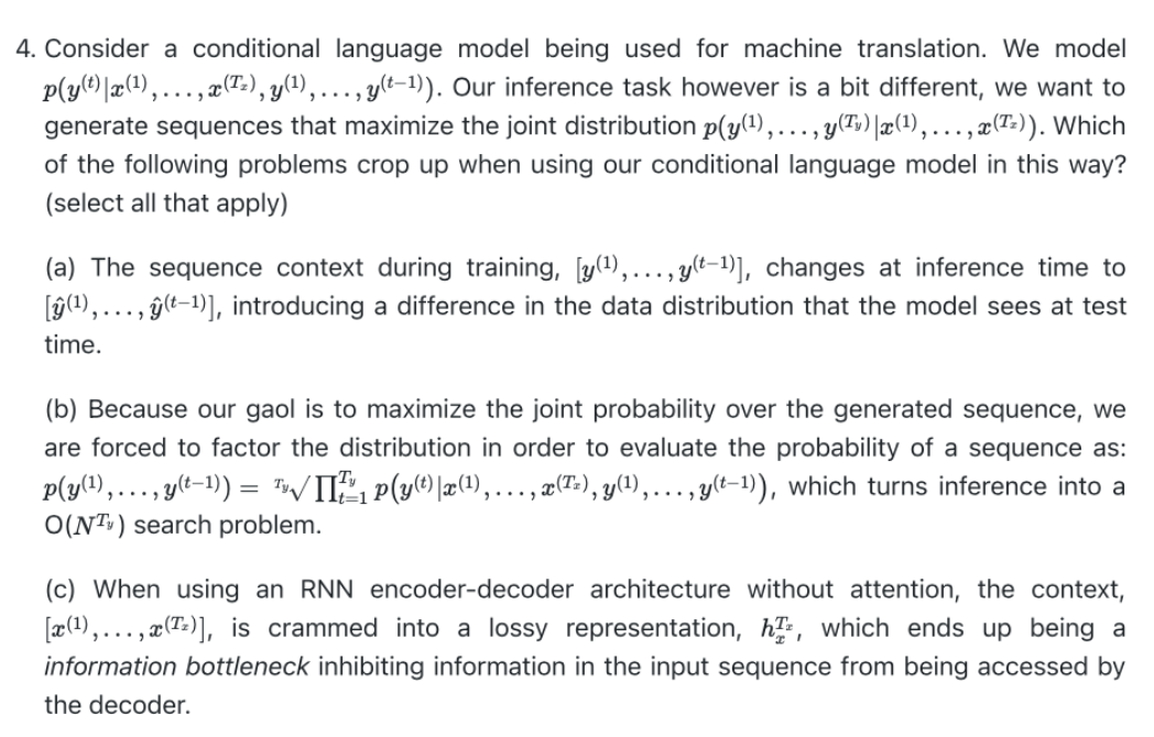 4. Consider a conditional language model being used | Chegg.com