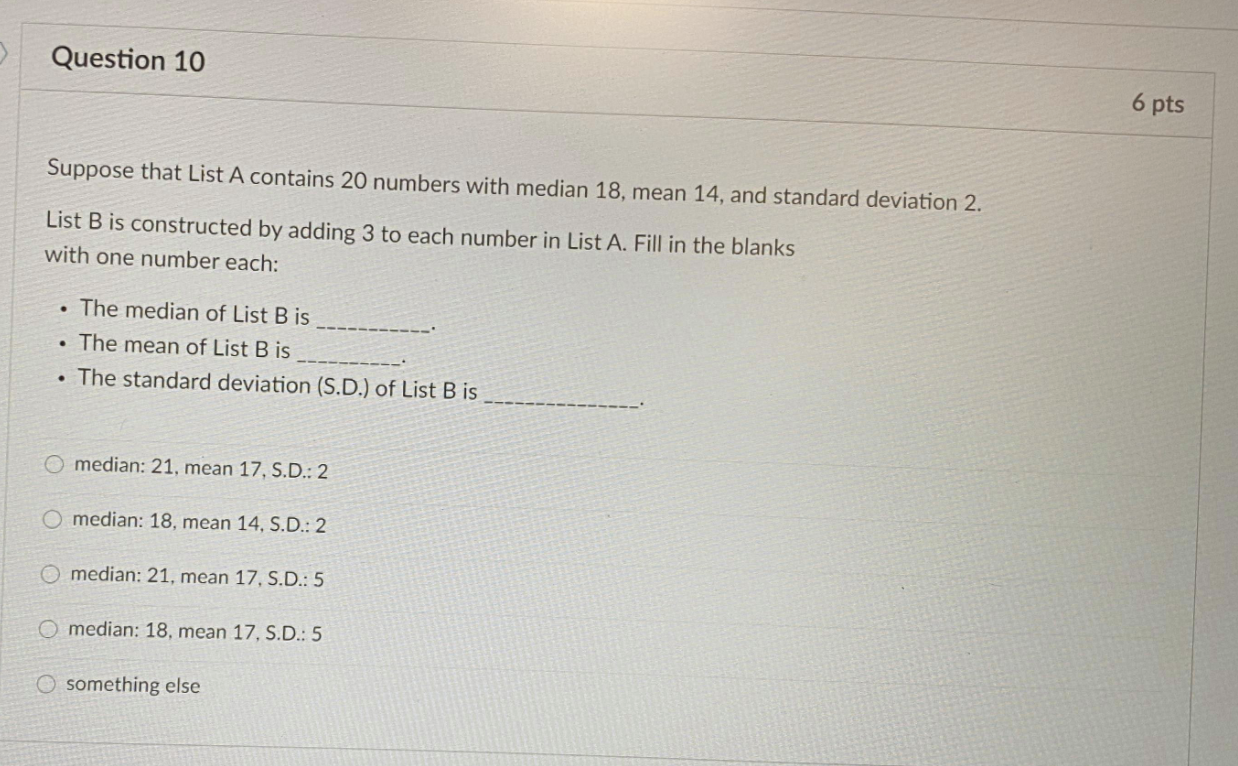 Solved Question 10 6 pts Suppose that List A contains 20 | Chegg.com