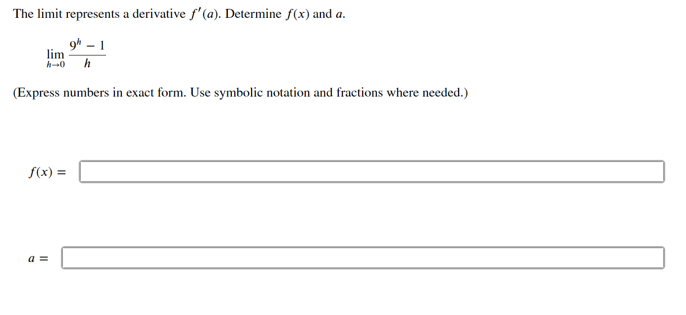 Solved The limit represents a derivative f'(a). ﻿Determine | Chegg.com
