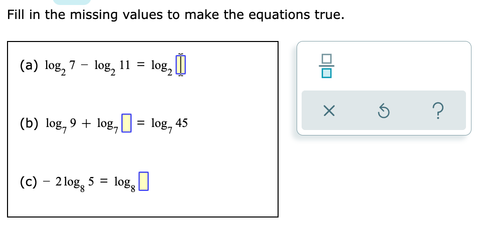 Solved Fill in the missing values to make the equations | Chegg.com