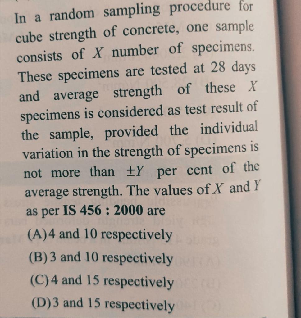 Solved In a random sampling procedure for cube strength of | Chegg.com