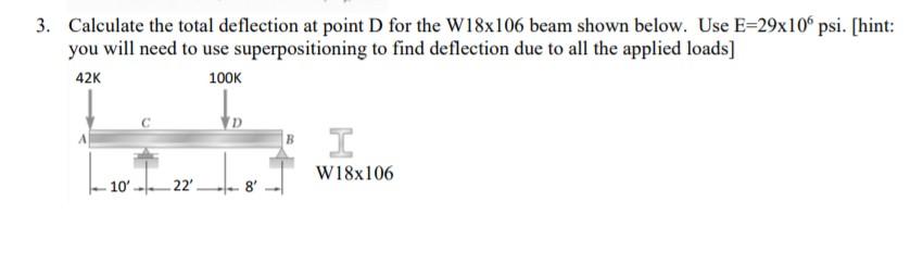 Solved 3. Calculate the total deflection at point D for the | Chegg.com