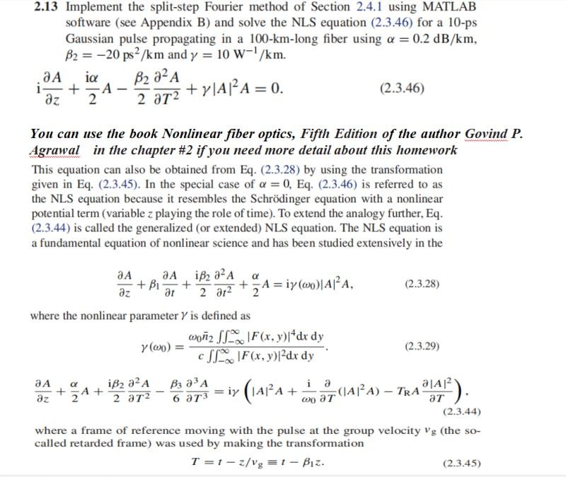 2 13 Implement The Split Step Fourier Method Of