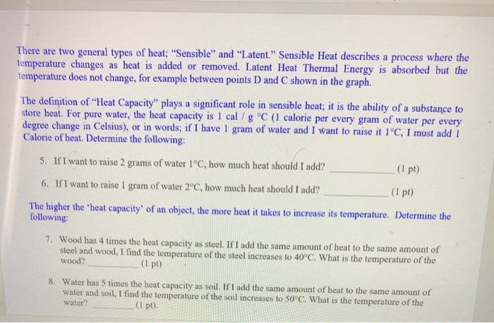 Solved There are two general types of heat; "Sensible" and | Chegg.com