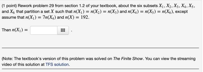 Solved 1 Point Rework Problem 29 From Section 1 2 Of Your