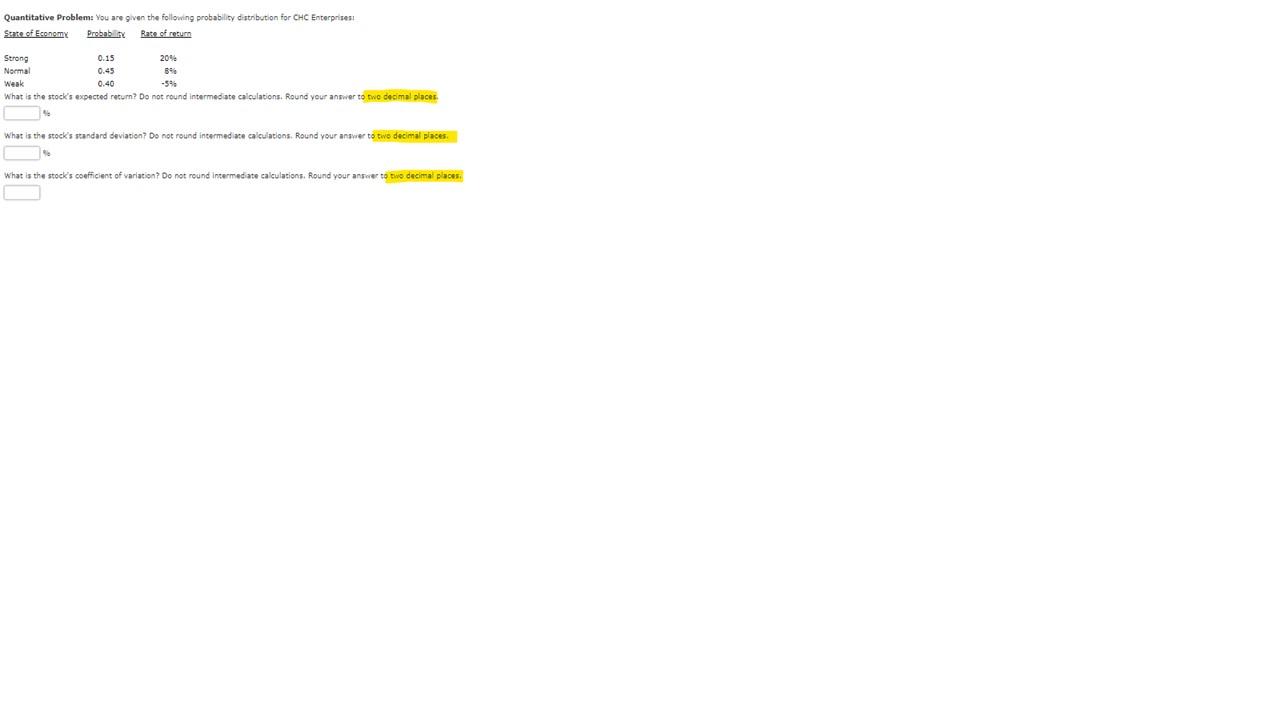 Solved Quantitative Problems You are given the following | Chegg.com