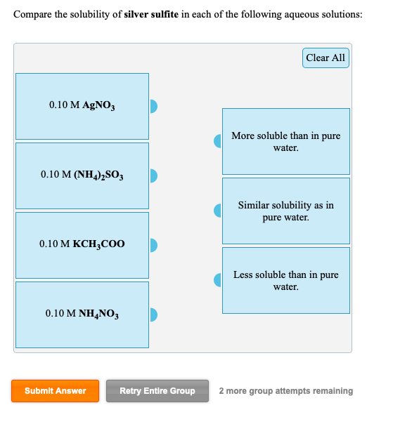 Solved Compare the solubility of silver sulfite in each of | Chegg.com