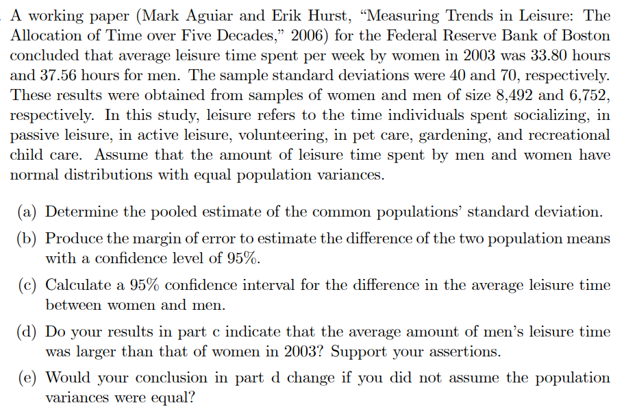 Solved A working paper (Mark Aguiar and Erik Hurst, | Chegg.com