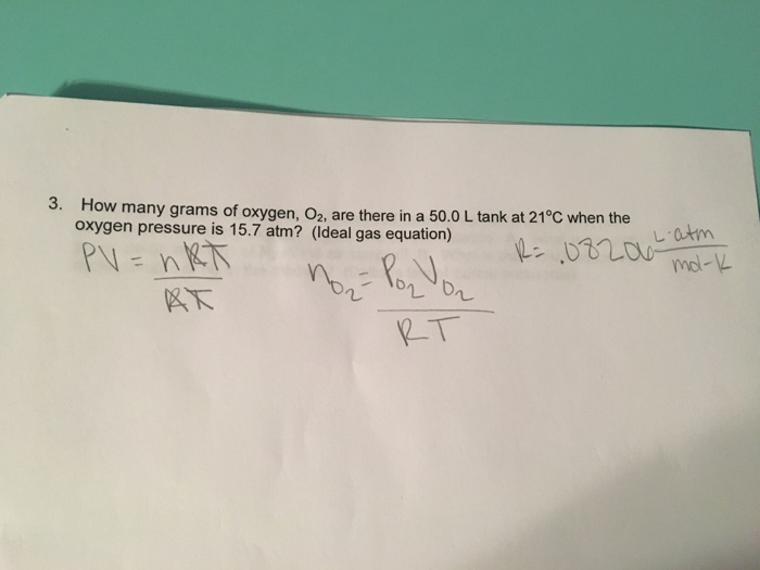 Solved How many grams of oxygen, O_2, are there in a 50.0 L | Chegg.com