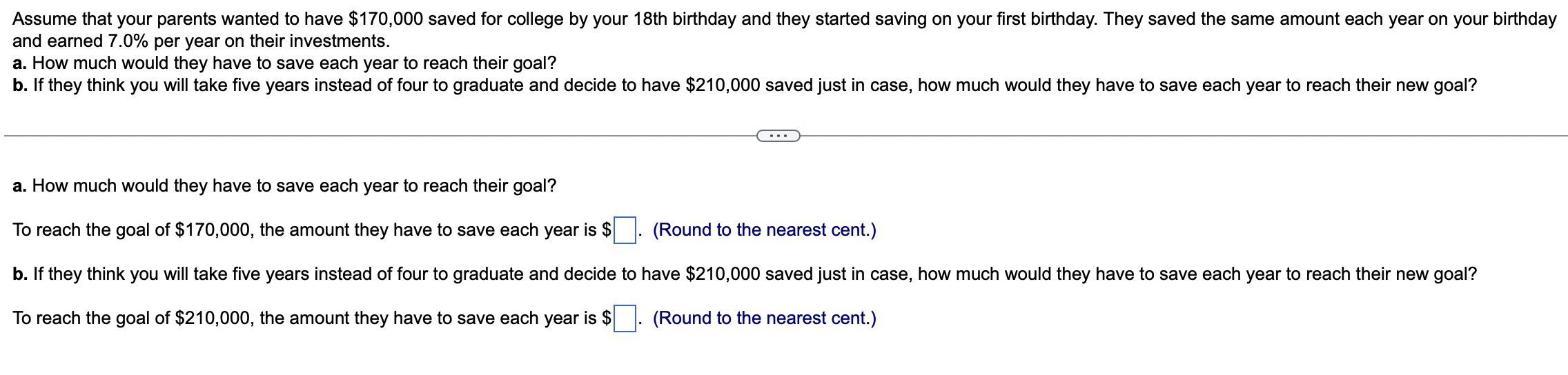 Solved Assume that your parents wanted to have $170,000 | Chegg.com