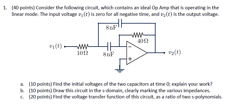Solved (40 points) Consider the following circuit, which | Chegg.com