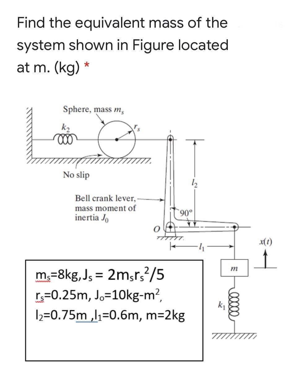 Solved Find the equivalent mass of the system shown in | Chegg.com