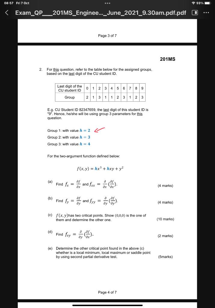 Solved 2. For this question, refer to the table below for | Chegg.com