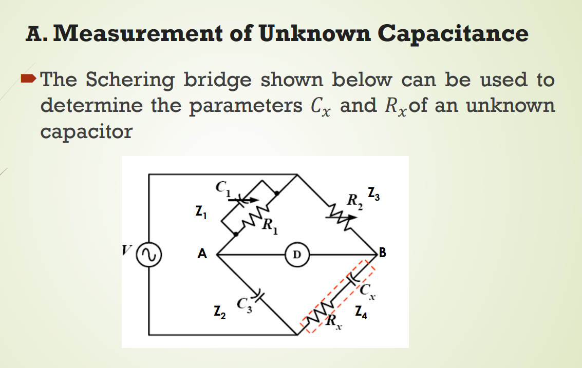Solved A. Measurement of Unknown Capacitance - The Schering | Chegg.com