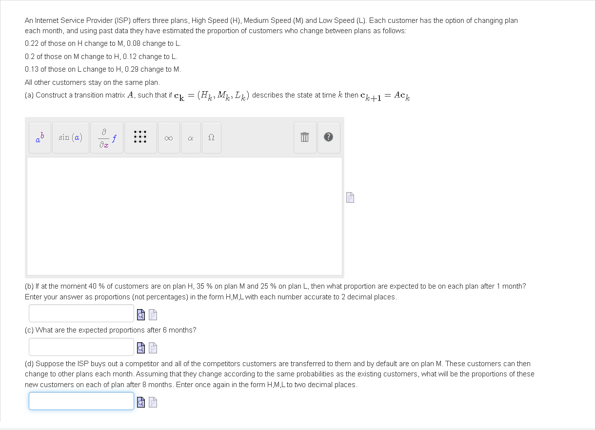 Solved An Internet Service Provider (ISP) offers three | Chegg.com