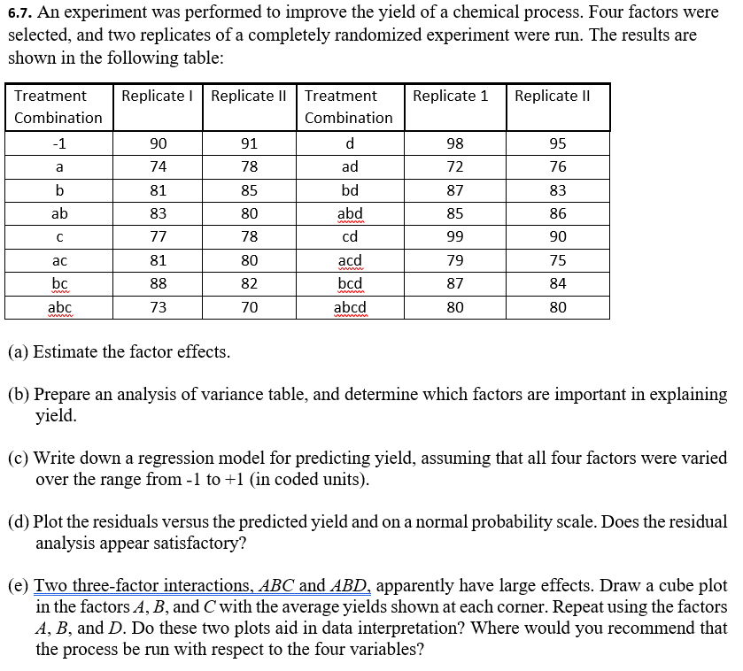 6 7 An Experiment Was Performed To Improve The Yield