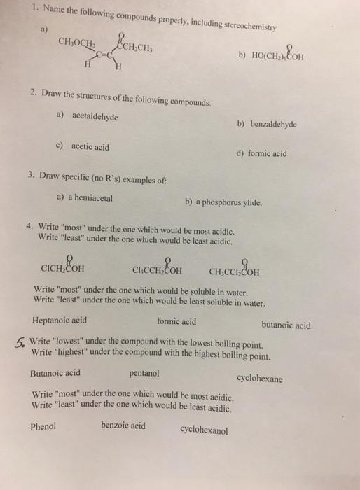 Solved 1. Name the following compounds properly, including | Chegg.com