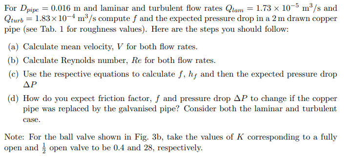 Solved Table 1: Pipe Sizing (Measured and Referenced to | Chegg.com