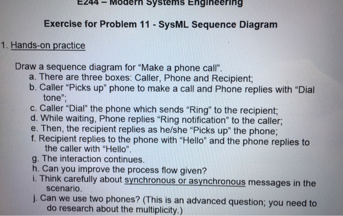 Solved Draw a sequence diagram for "Make a phone call". | Chegg.com