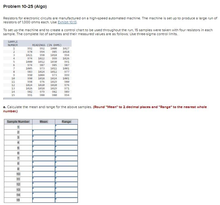 Solved Exhibit 10.13 - Factor for Determining 3-Sigma Limits | Chegg.com