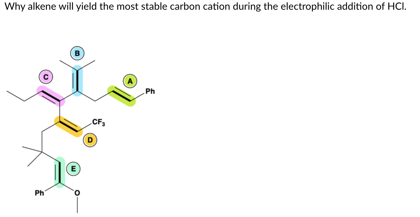 Solved Why alkene will yield the most stable carbon cation | Chegg.com