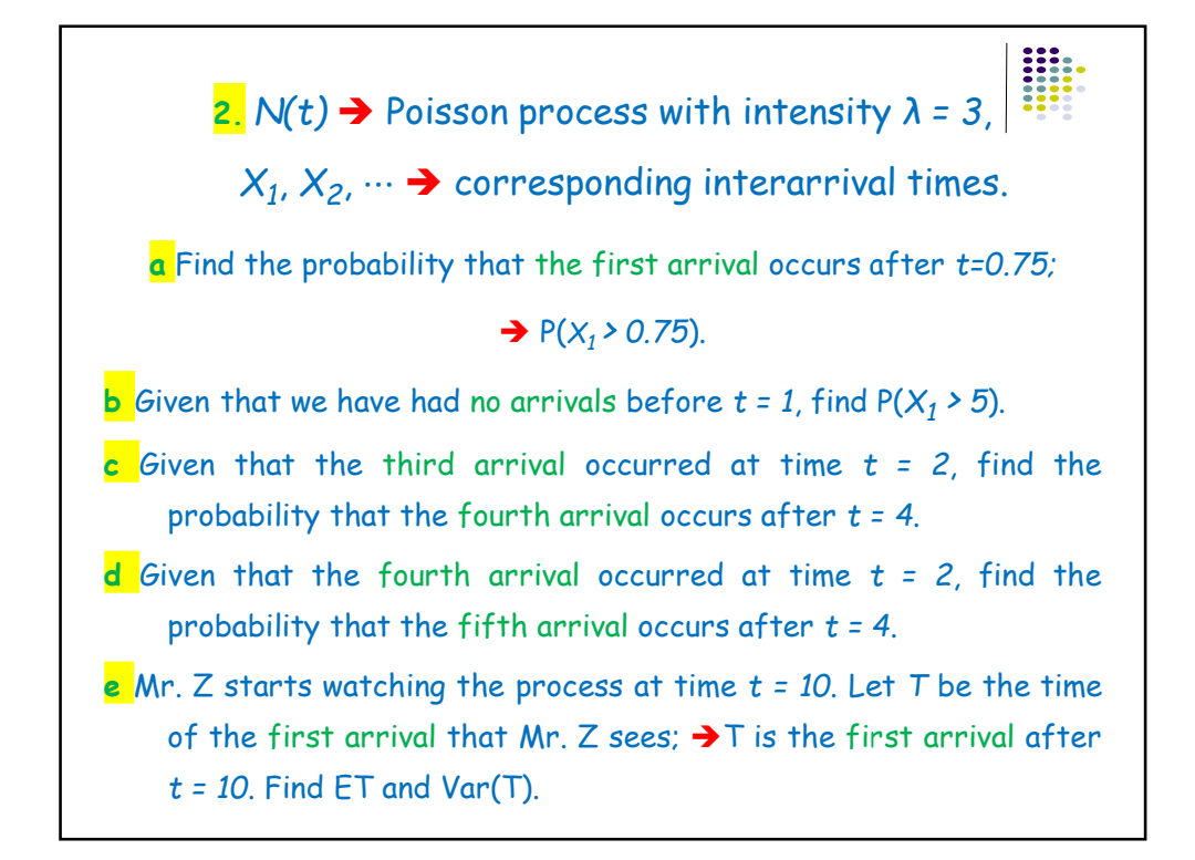 Solved = 2. N(t) → Poisson process with intensity 1 = 3, X1, | Chegg.com