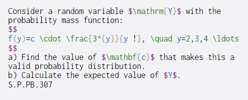 Solved Consider a random variable $\mathrm{Y}$ with the | Chegg.com
