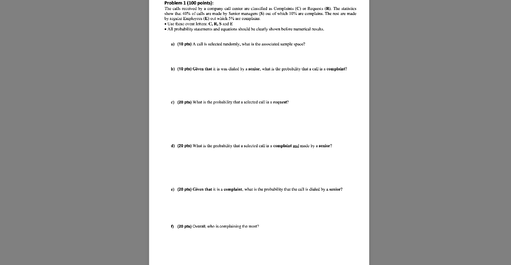 Solved Problem 1 (100 points): The calls received by a | Chegg.com