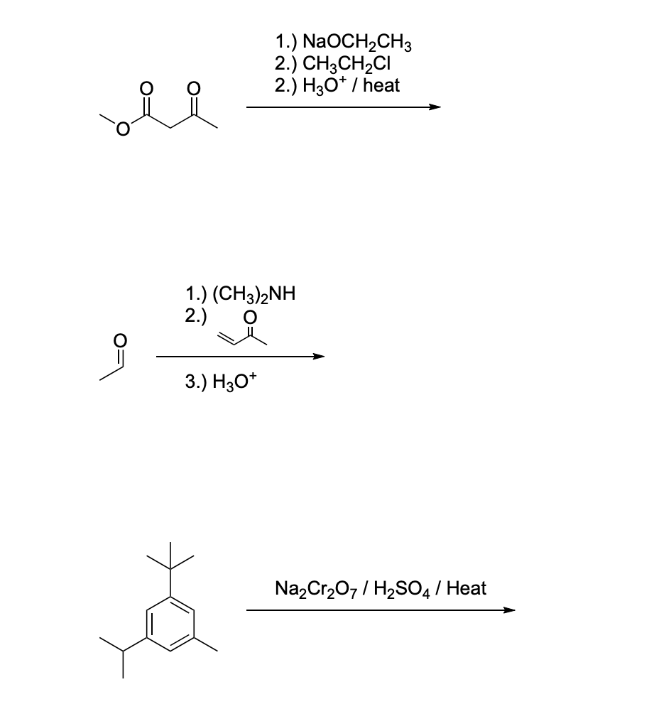 Solved 1.) NaOCH2CH3 2.) CH3CH2C1 2.) H3O+ / heat 1.) | Chegg.com