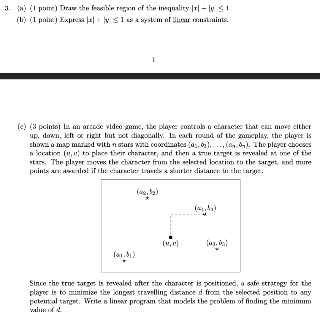 Solved 3. (a) (1 point) Draw the feasible region of the | Chegg.com