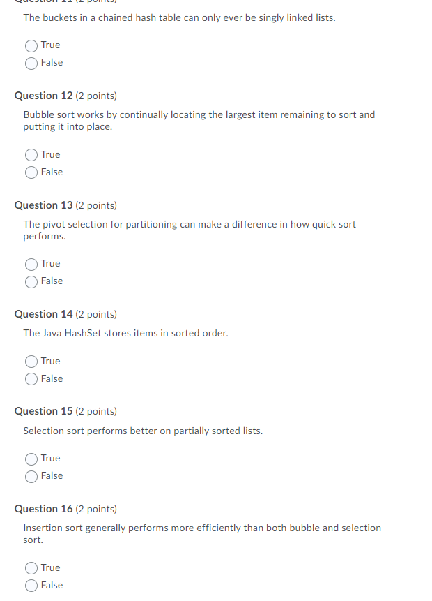 Solved The buckets in a chained hash table can only ever be | Chegg.com