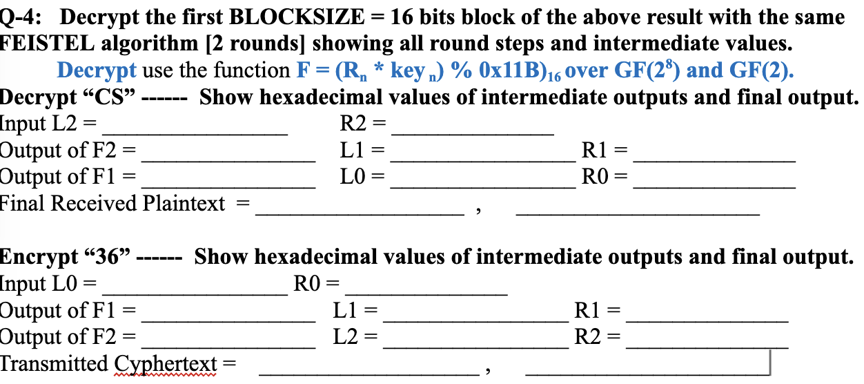 Solved Desired outcome: final recieved plaintext for “CS” | Chegg.com