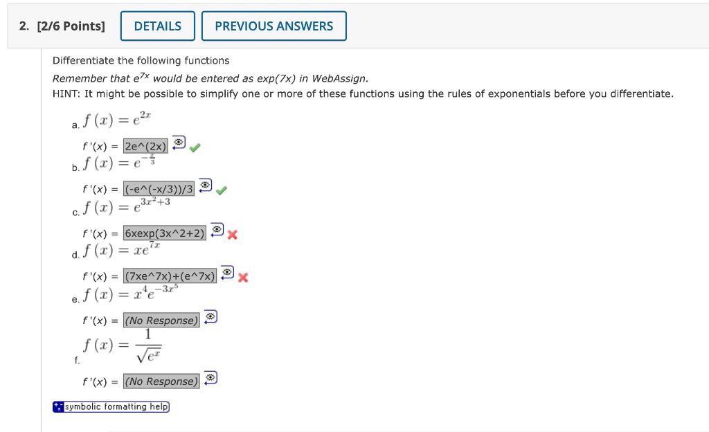 Solved Differentiate the following functions Remember that | Chegg.com