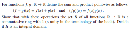 Solved For functions ſig: R R define the sum and product | Chegg.com