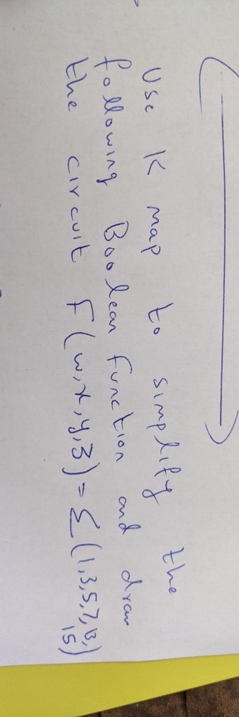 Solved Use K map to simplify the following Boolean function | Chegg.com