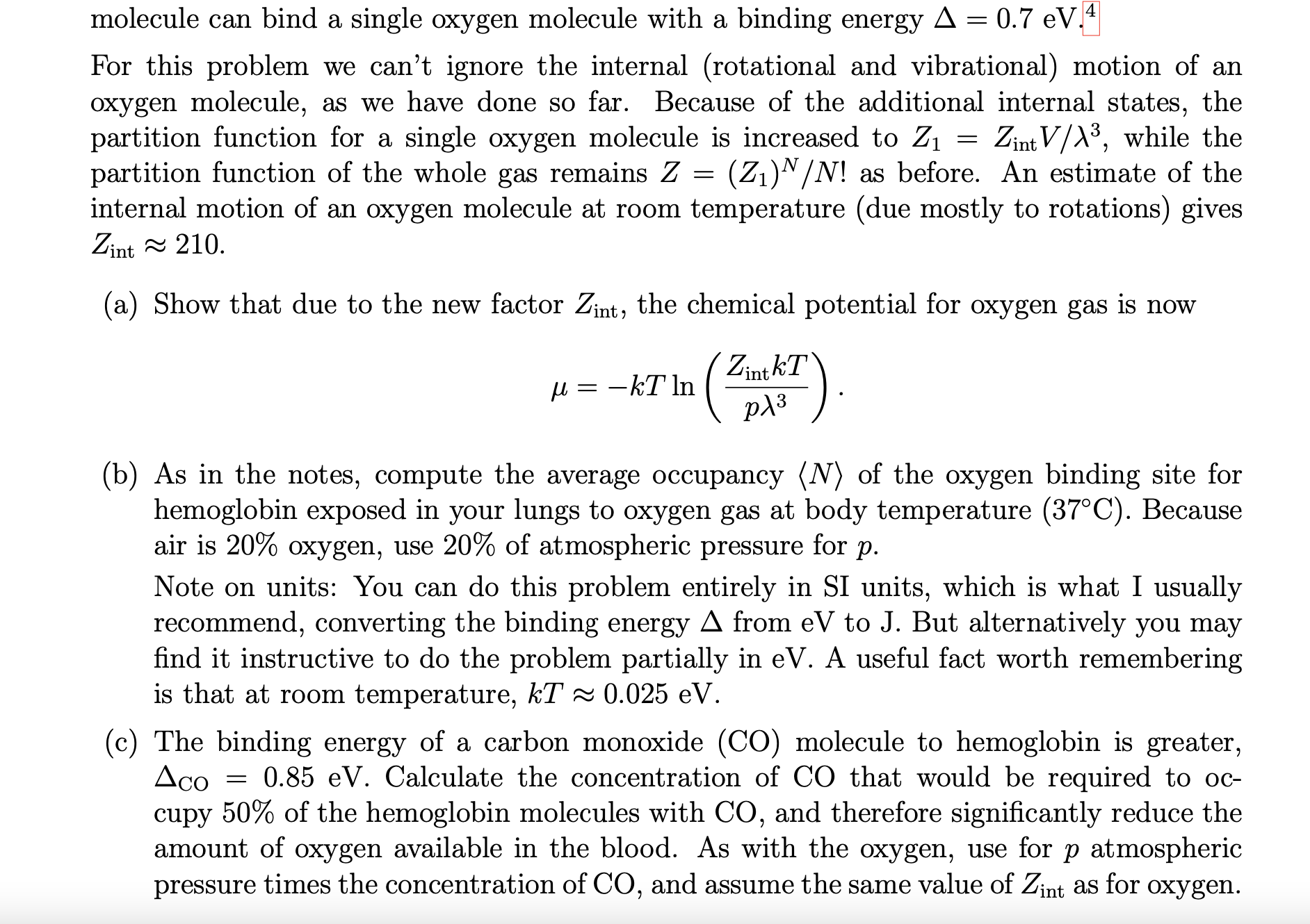 5. (10 pts) Hemoglobin. This problem using a | Chegg.com