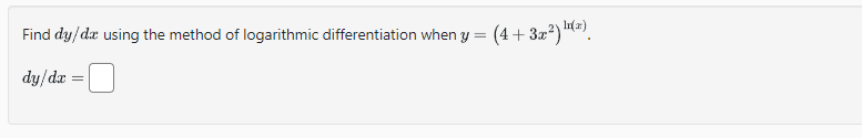 Solved Find dy/dx using the method of logarithmic | Chegg.com