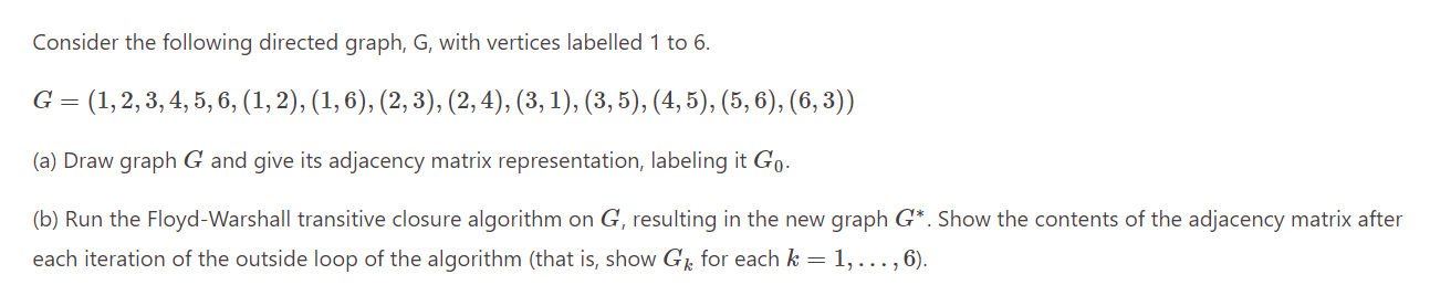 Solved Consider the following directed graph, G, with | Chegg.com