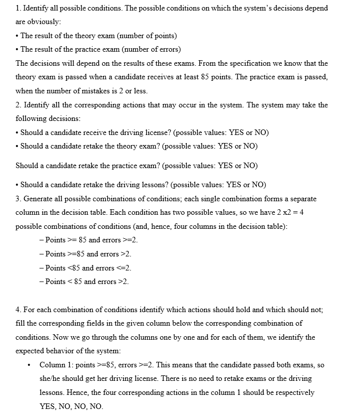 Solved Give the complete decision table Design test cases | Chegg.com
