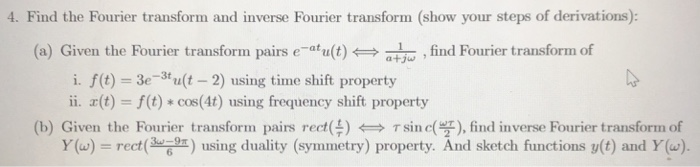 Solved 4. Find the Fourier transform and inverse Fourier | Chegg.com