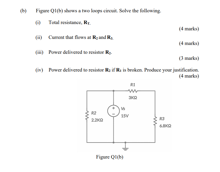 Solved (b) Figure Q1(b) shows a two loops circuit. Solve the | Chegg.com