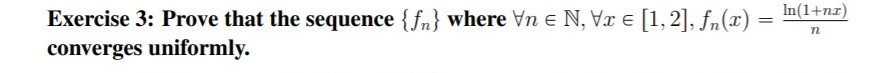 Solved Exercise 3: Prove that the sequence {fn} where Vn e | Chegg.com