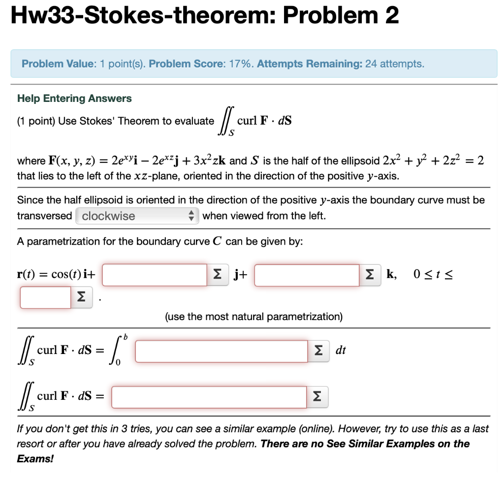 Solved Hw33-Stokes-theorem: Problem 2 Problem Value: 1 | Chegg.com