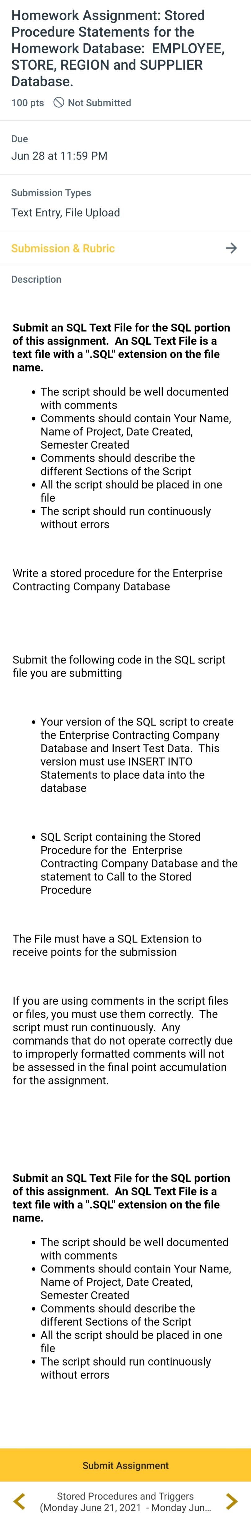 Solved Homework Assignment Stored Procedure Statements For 6544