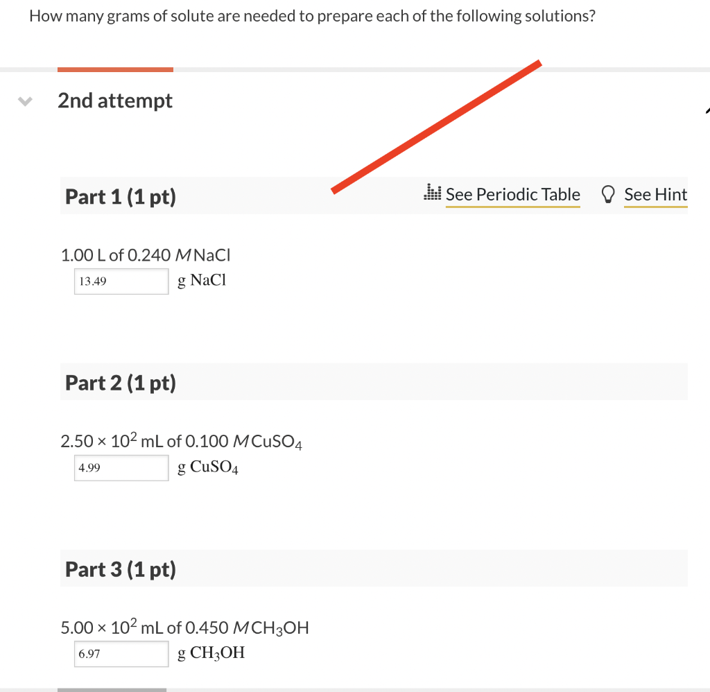 Solved How many grams of solute are needed to prepare each | Chegg.com