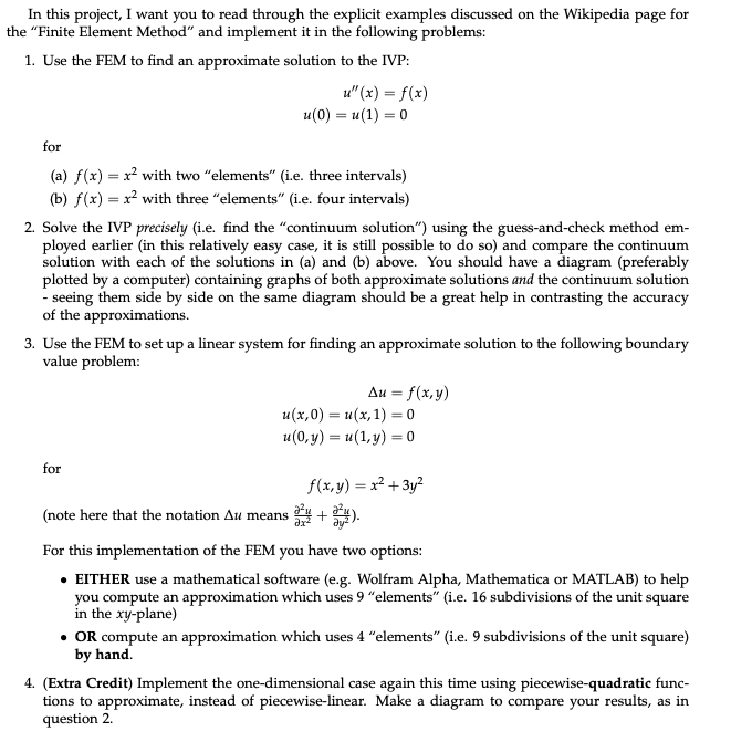 Solved Use the Finite Element Method to find an approximate | Chegg.com